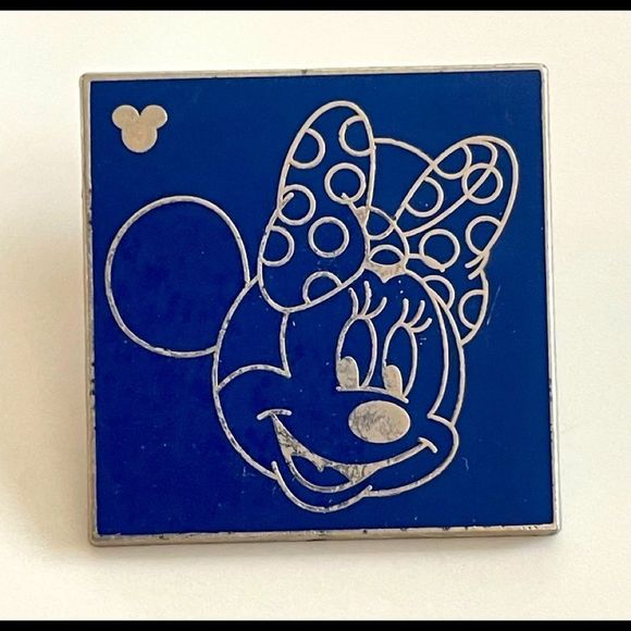 Disney | Accessories | Disney Minnie Mouse Blue Square Silhouette Pin ...